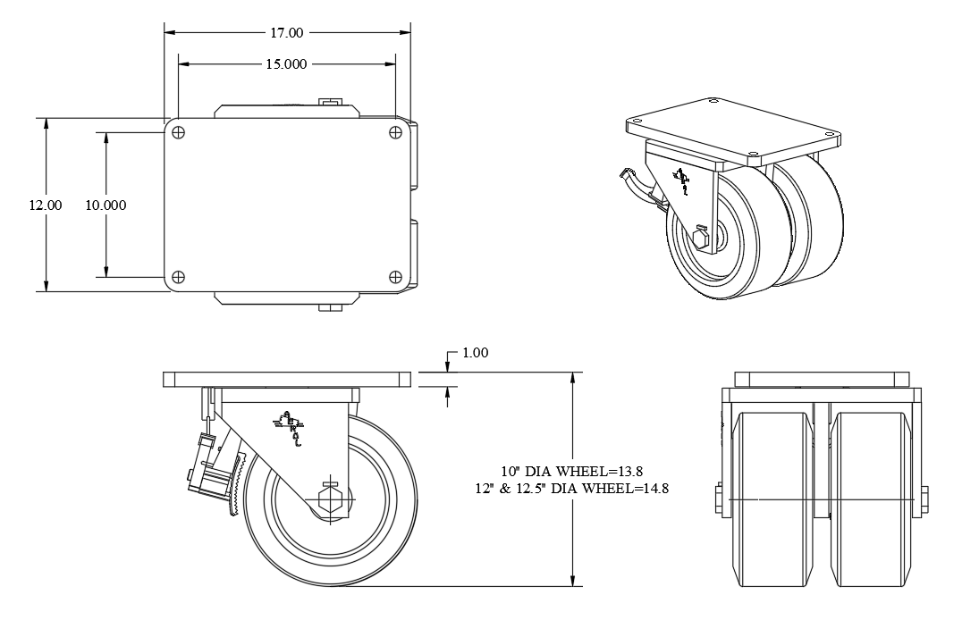Aerol Co., Inc - File CAD gratuiti - SDF12 Dual Swivel Caster Series ...
