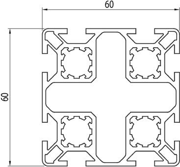 Alusic - Modelos CAD gratuitos - Aluminium profile section, 60x60 mm ...