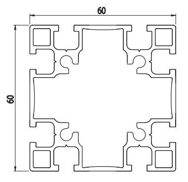 Alusic - Free CAD models - Aluminium profile section, 60x60 mm - TraceParts
