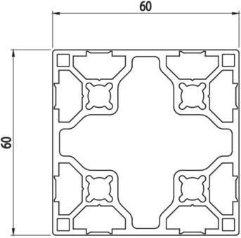 Alusic - Free CAD models - Aluminium profile section, 60x60 mm - TraceParts