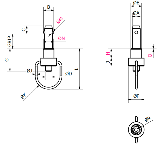 ARV - Free CAD models - Single acting quick release pin 19116R (inch ...