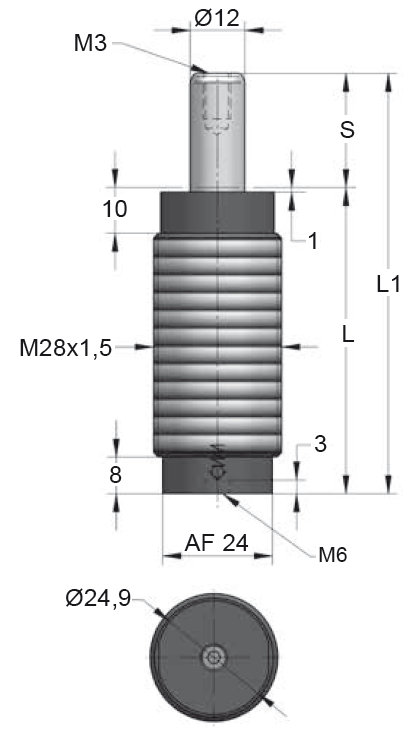 Azolgas, S.L. - Free CAD models - GAS SPRINGS - AS 200 Threaded ...
