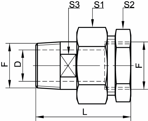 BENE INOX - 免费 CAD 模型 - 5125 RACCORDS UNION À JOINT PLAT MÂLE / FEMELLE ...