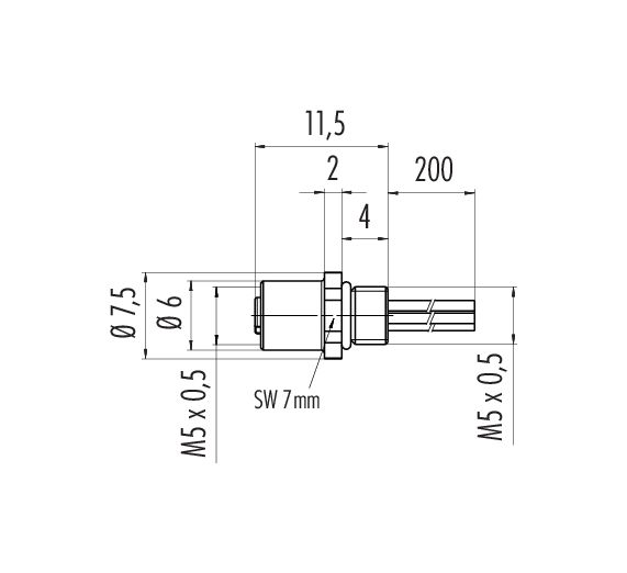 binder - Free CAD models - M5 Female panel mount connector, Contacts: 4 ...