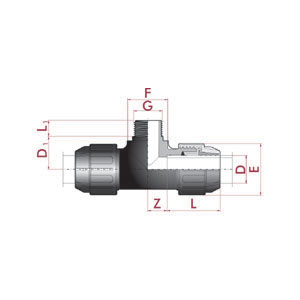 CEPEX - Free CAD models - PP-S. 03. CPMT - 90° Tee, Comp x Comp x BSP ...
