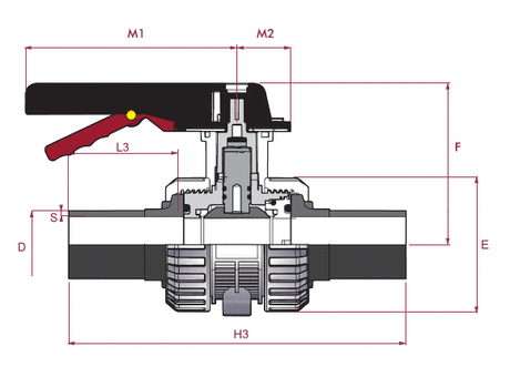 CEPEX - Archivos CAD gratuitos - UP. 73MPXT. BW7 - Extreme ball valve, PVC-U body, Butt welding ...
