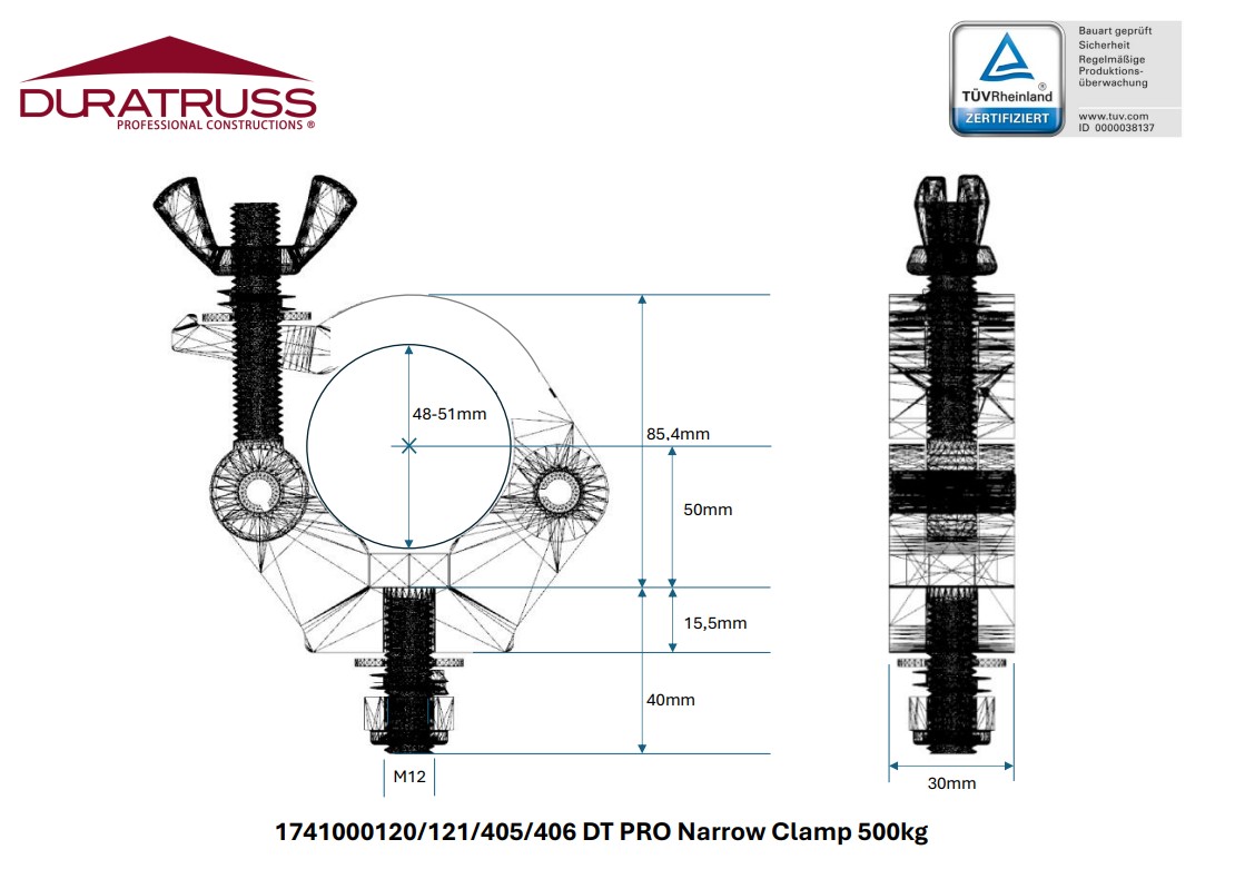 Duratruss B.V. - Free CAD models - DT PRO Narrow Clamp 500kg Stainl. A4 ...