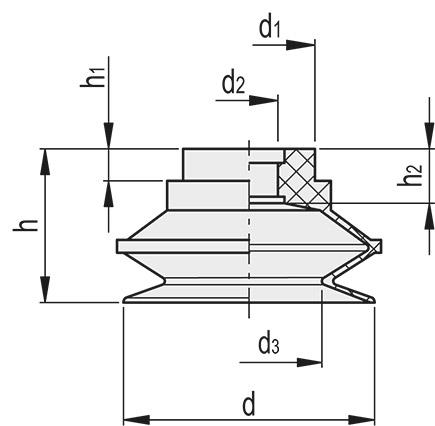 ELESA - Free CAD models - VVQ-43 - Reinforced bellow vacuum cups ...