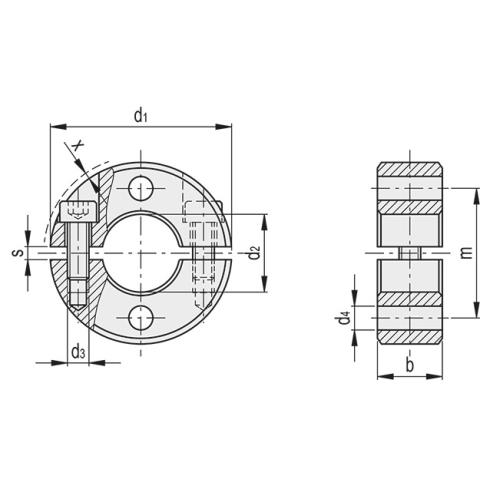 ELESA - Fichiers CAO gratuits - GN 7072.2-A - Bagues d'arrêts fendues ...