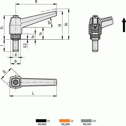ELESA - Free CAD models - MR.p - Adjustable handles - Technopolymer ...