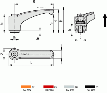 ELESA - Free CAD models - ERM.SST - Adjustable handles - Flat lever ...