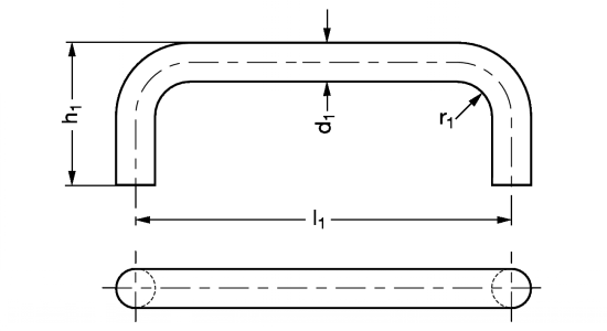 EMILE MAURIN - Free CAD models - 11-49 "Cabinet ""U"" handle" steel or ...