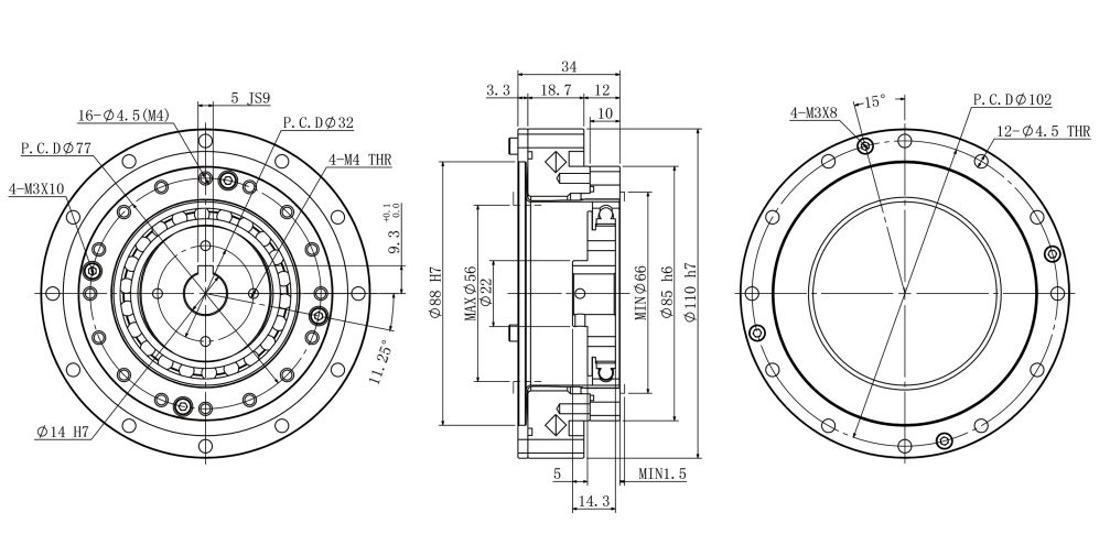 锋桦传动科技有限公司 - 免费 CAD 模型 - 諧波減速機 SHG.SHF-25-XXX-2SO-Ⅰ - TraceParts