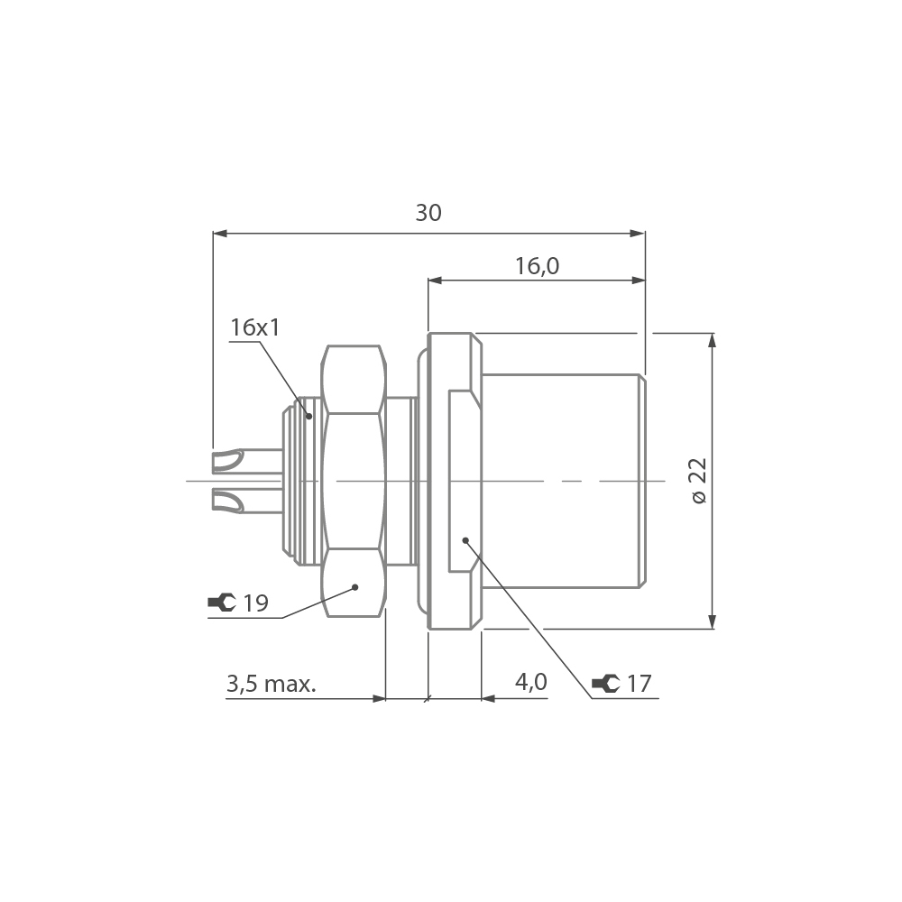 Fischer Connectors - Free CAD models - Panel Front Mounted Receptacle 2 ...