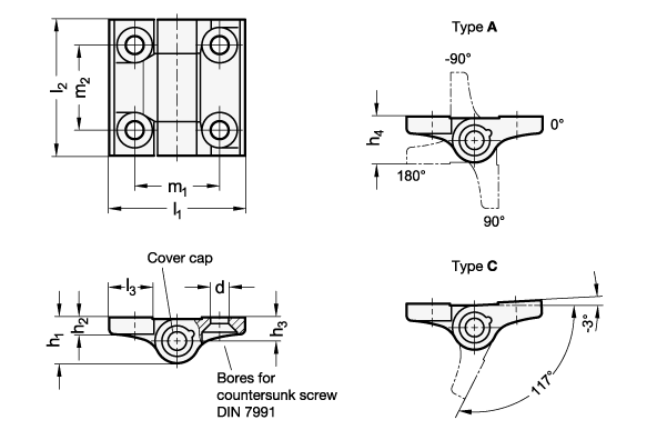 GANTER - Free CAD models - GN 437.4 Hinges, Zinc Die Casting, with Detent - TraceParts