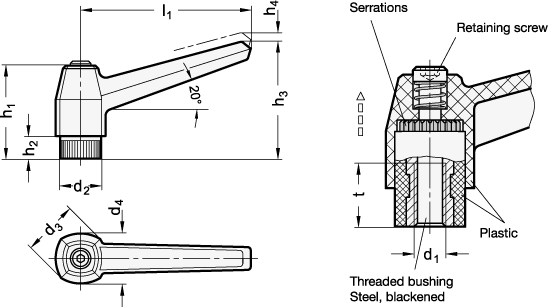 GANTER - Free CAD models - GN 500 Adjustable Hand Levers, Plastic ...
