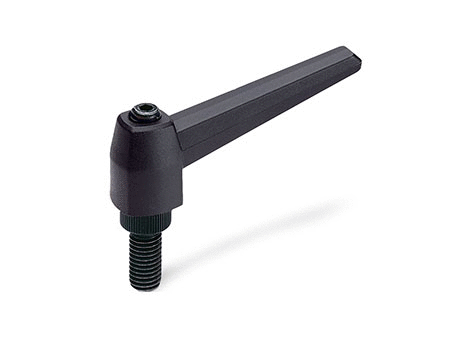 GANTER - Free CAD models - GN 500 Adjustable Hand Levers, Plastic, with Threaded Stud - TraceParts