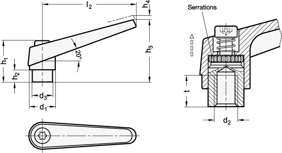 GANTER - Free CAD models - GN 101 Adjustable Hand Levers, Zinc Die ...