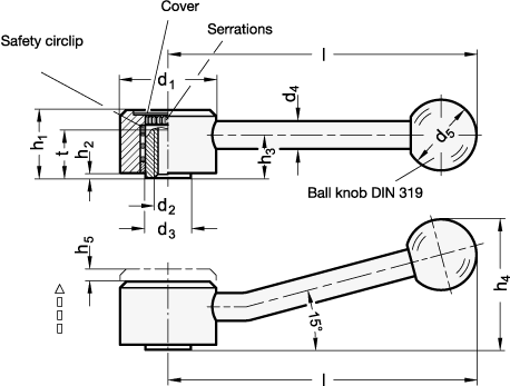 GANTER - Free CAD models - GN 125.5 Flat Adjustable Stainless Steel ...