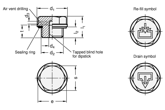 GANTER - Archivos CAD gratuitos - GN 742 Threaded plugs Type ES with ...