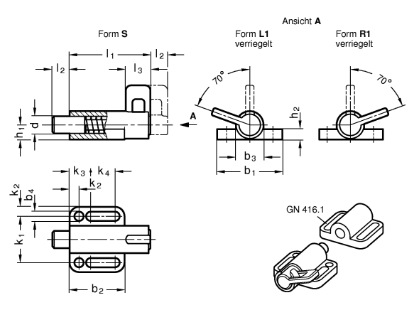 GANTER - 免费 CAD 模型 - GN 416 Spring latches, Type L1 Locking / Rest ...