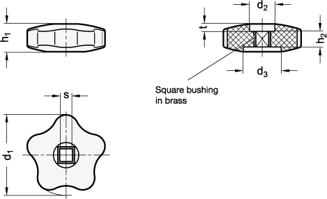 GANTER - Free CAD models - GN 5333 Star Knobs, with Square - TraceParts