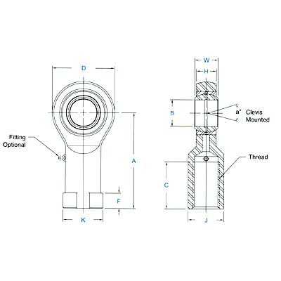 Getecno S.r.l - Free CAD models - Aurora Bearing KW & KG, AW & AG Large Bore Series Female Rod ...
