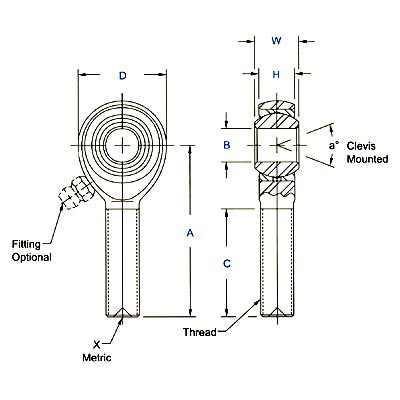 Getecno S.r.l - Free CAD models - Aurora Bearing KM-M & KB-M Series Male Rod Ends - Metric ...