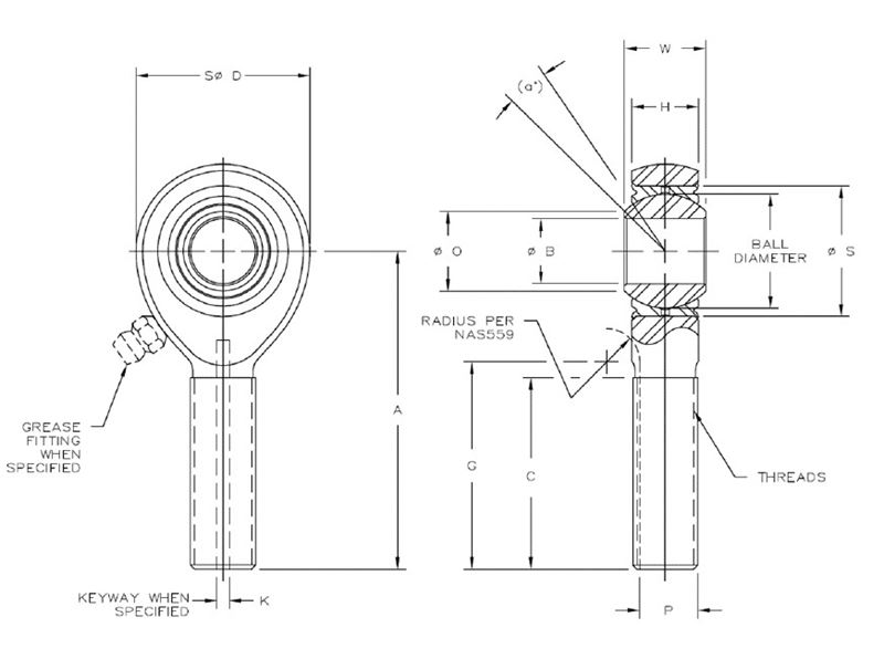 Getecno S.r.l - Free CAD models - Aurora Bearing ASM-X-10 & ASB-X-10 Male Rod Ends - ASB-3F-10 ...
