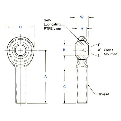 Getecno S.r.l - Free CAD models - Aurora Bearing VCM & VCB Series Male Rod Ends - General ...