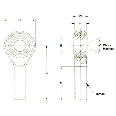 Getecno S.r.l - Free CAD models - Aurora Bearing SPM & SPB Series Male Rod Ends - Molded Race ...