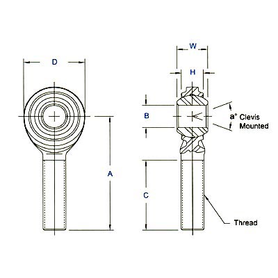 Getecno S.r.l - 免费 CAD 模型 - Aurora Bearing CAM & CAB Series Male Rod Ends - High Strength ...
