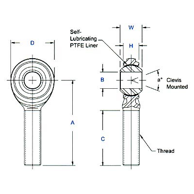 Getecno S.r.l - Free CAD models - Aurora Bearing VCAM & VCAB Series Male Rod Ends - High ...