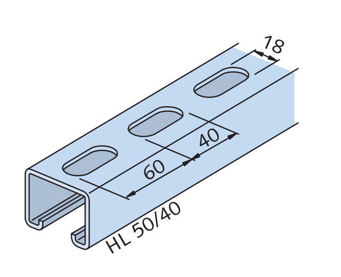 HALFEN - Free CAD models - Framing channel HL 50/40 cold-rolled ...