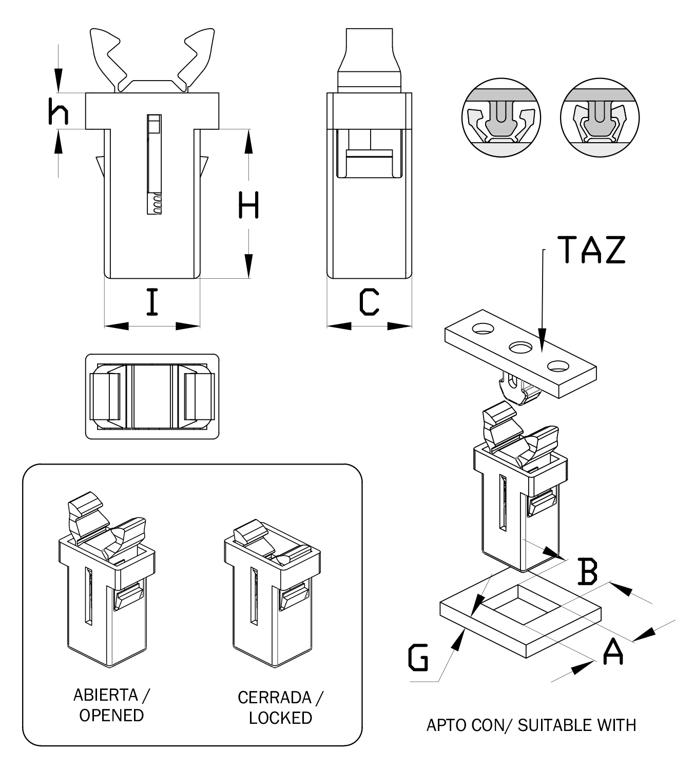 ISC Plastic Parts - Free CAD models - PUSH LATCH - TAB - TraceParts