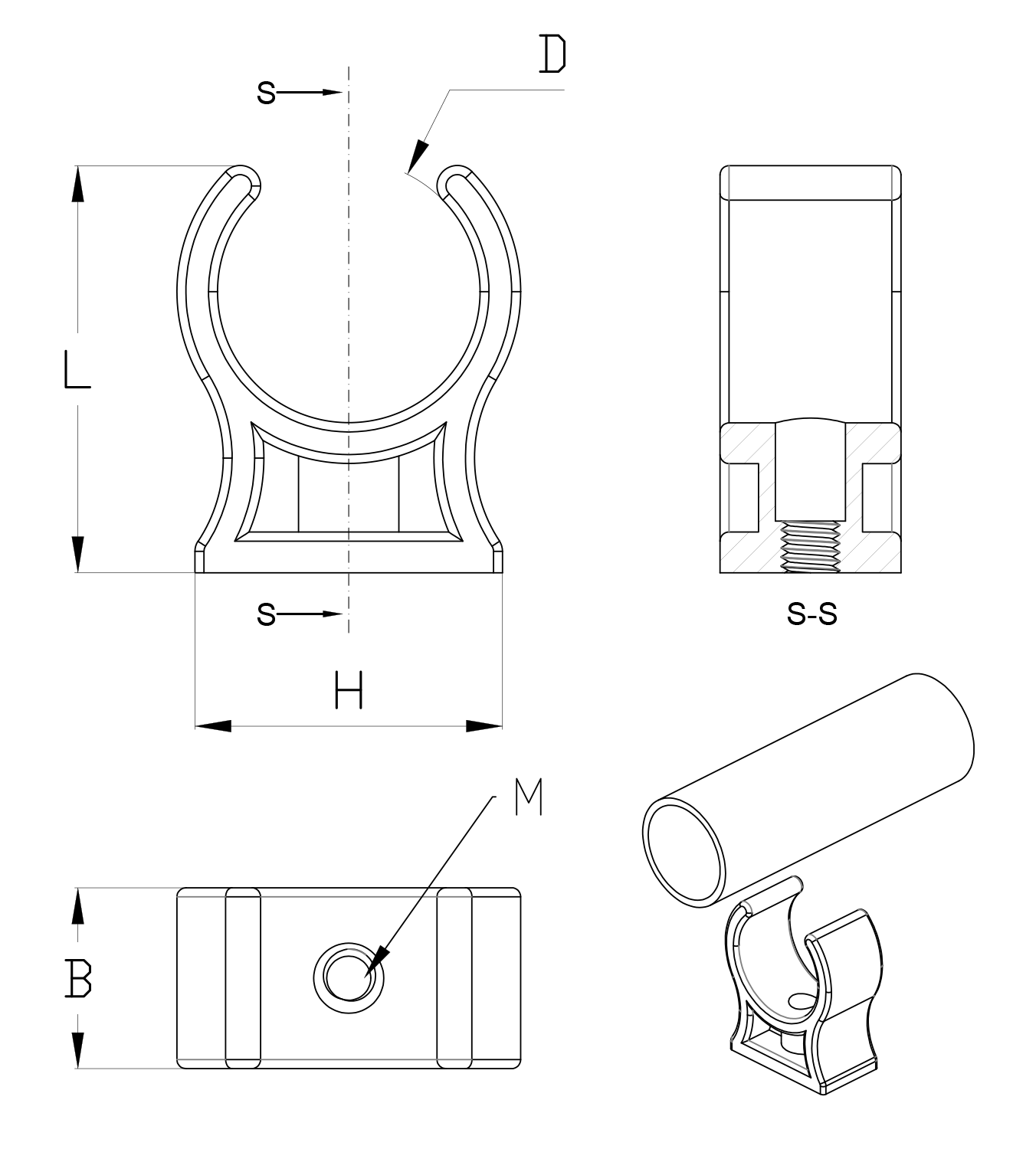ISC Plastic Parts - Free CAD models - CLAMP FOR TUBE - MTHO - TraceParts