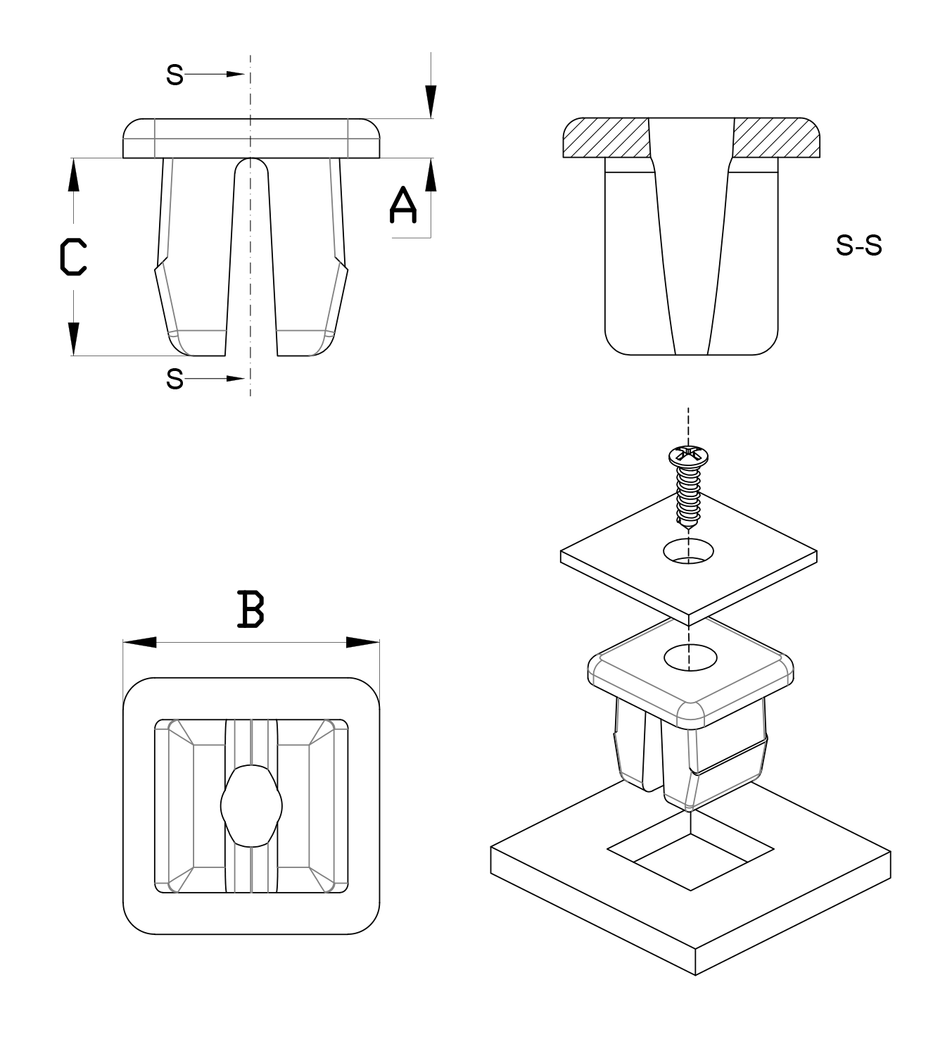 ISC Plastic Parts - Free CAD models - NUT FASTENING CLIP - MTSRZ ...