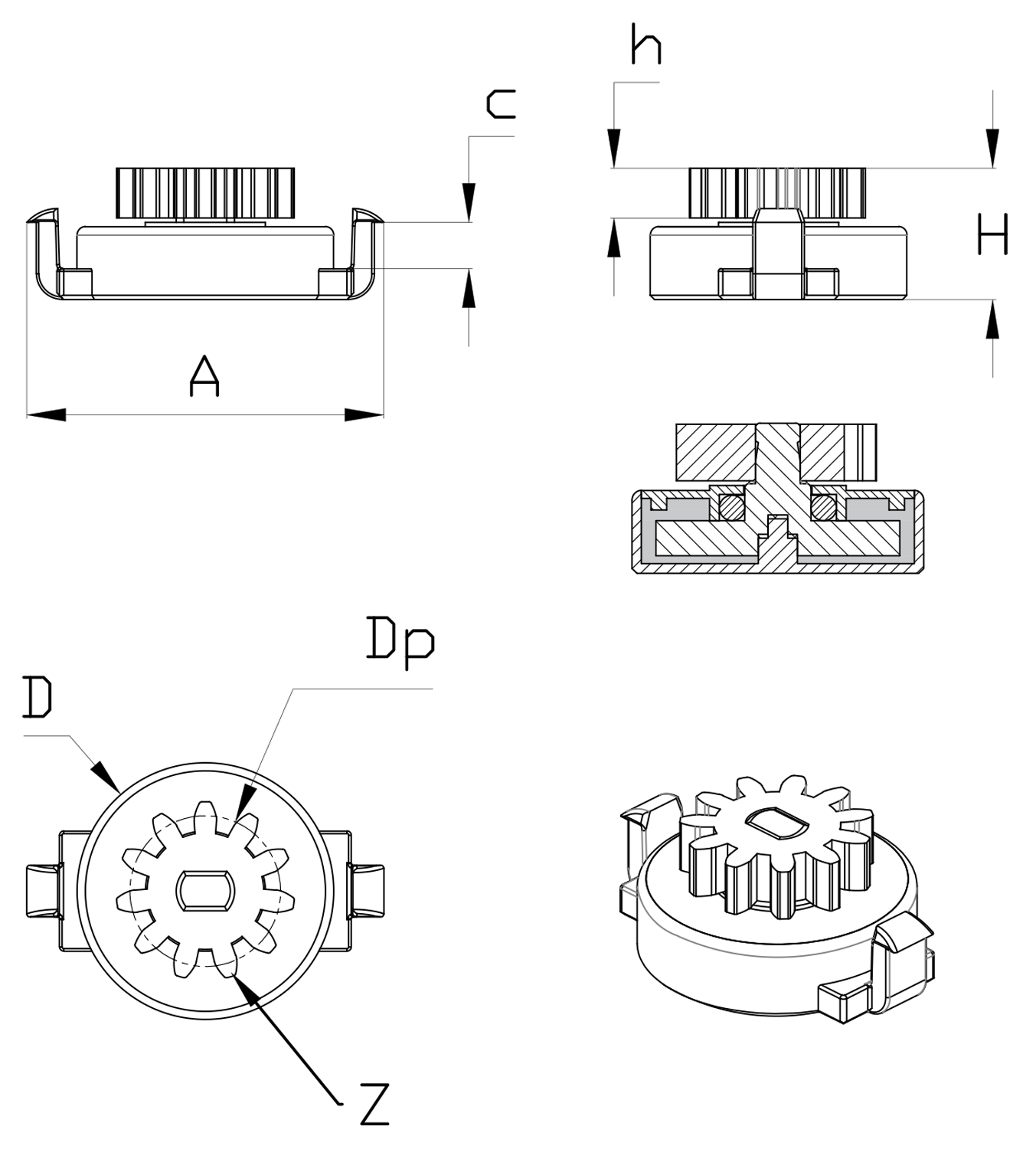 ISC Plastic Parts - Free CAD models - ROTARY DAMPER - TBB - TraceParts