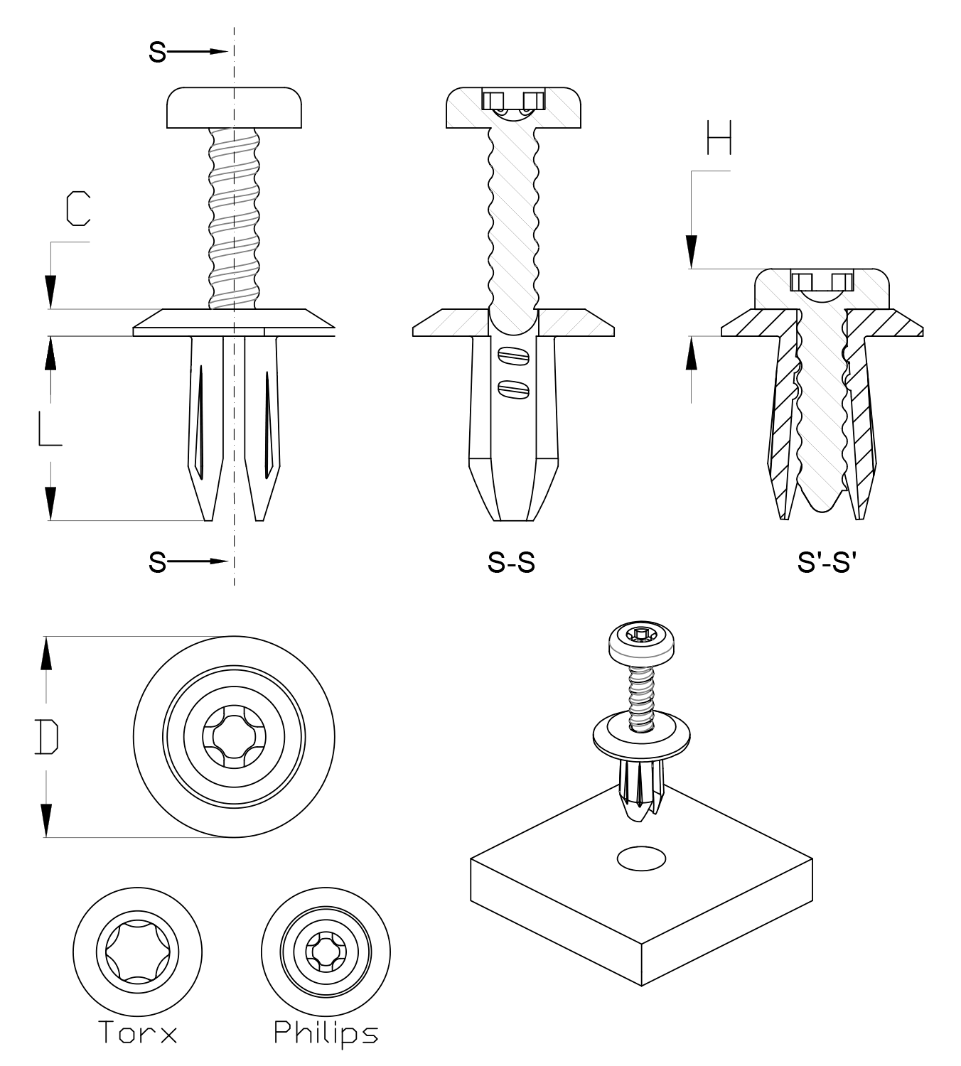 ISC Plastic Parts - Free CAD models - TWO PIECE REUSABLE RIVET - TOA ...