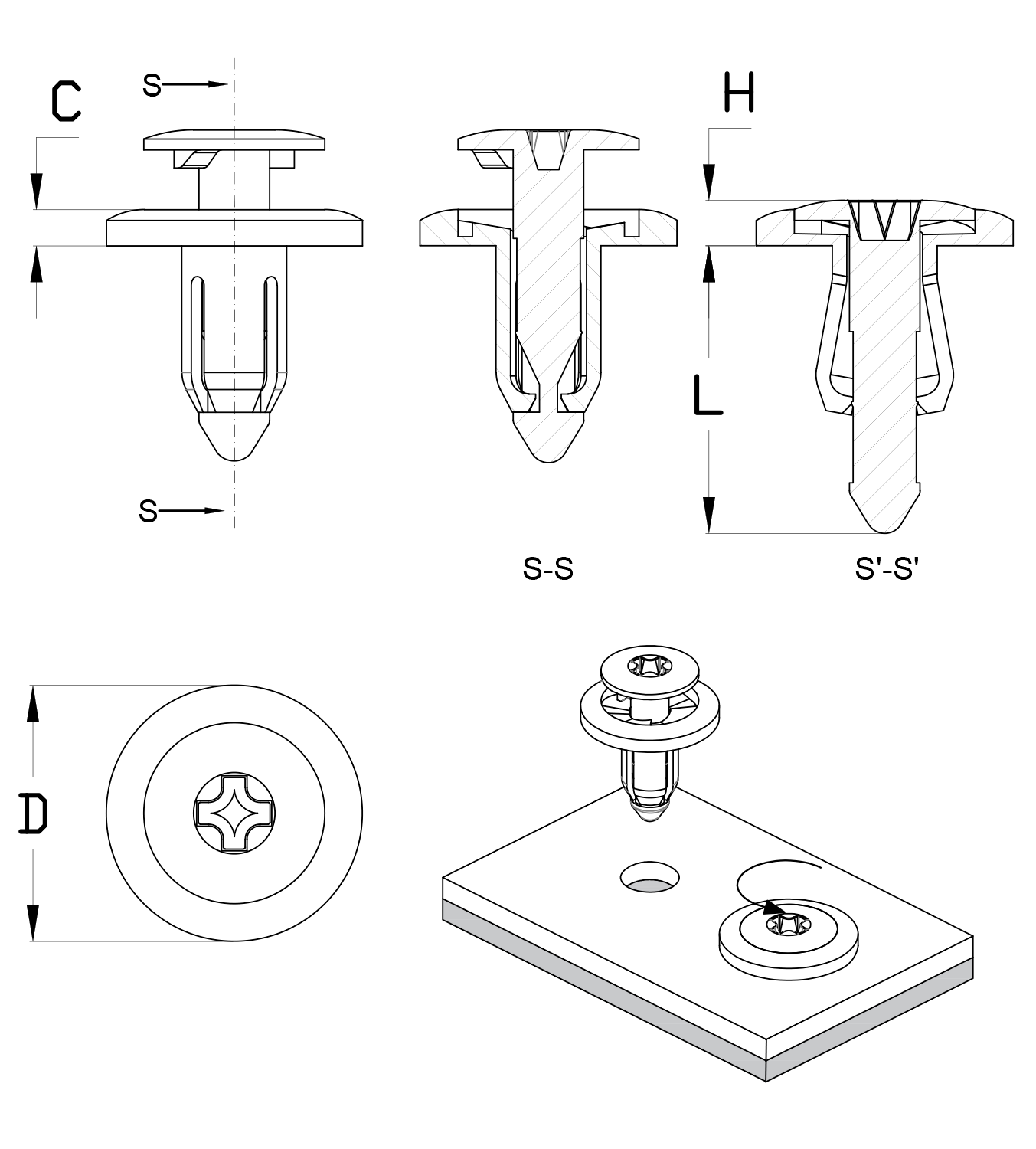 ISC Plastic Parts - Free CAD models - RIVET QUARTER TURN OPENING - TOO ...