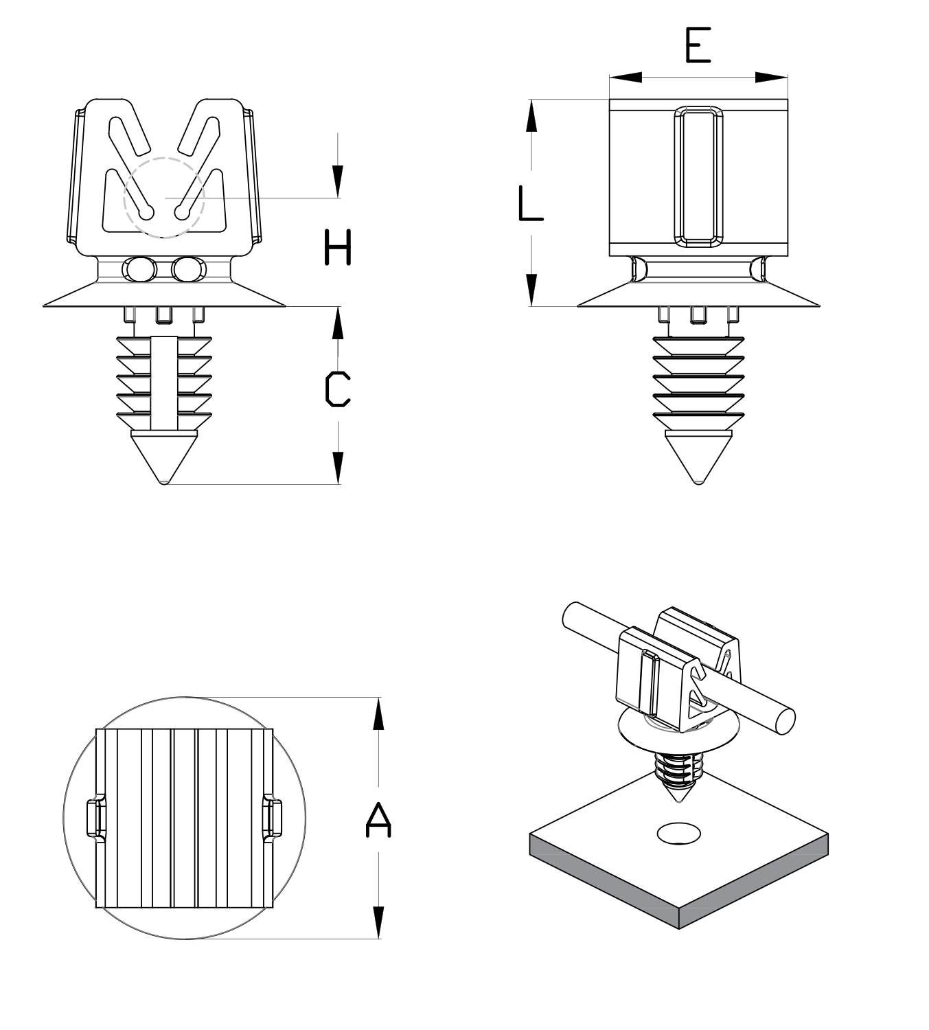 ISC Plastic Parts - Modelos CAD gratuitos - CLIP CLAMP WITH ANCHOR ...