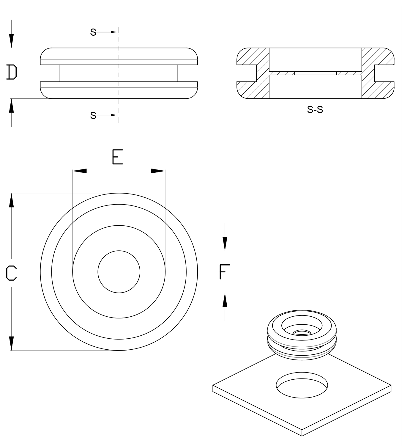 ISC Plastic Parts - Free CAD models - SEMI BLIND GROMMET - HYPAL ...
