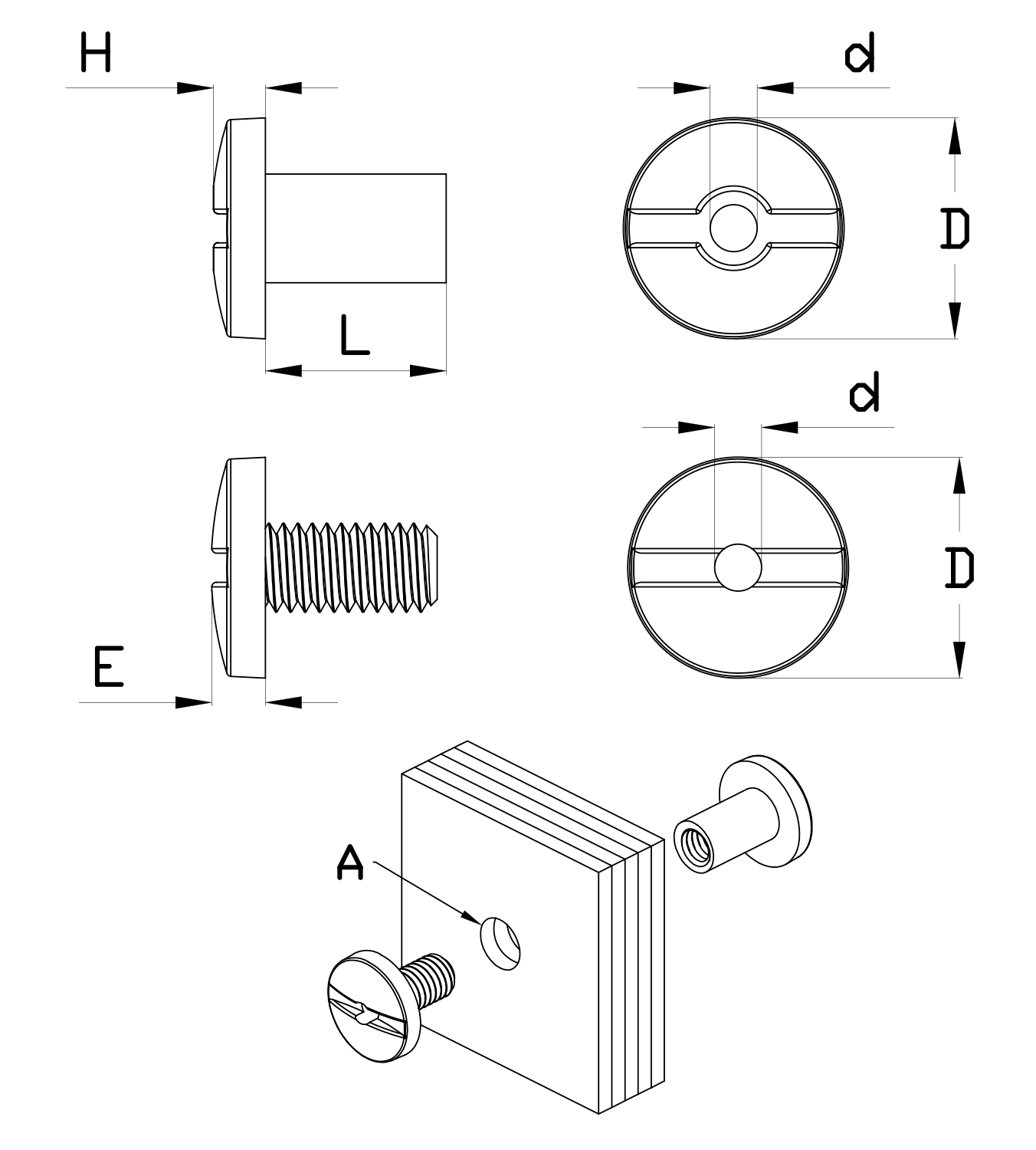 ISC Plastic Parts - Modelos CAD gratuitos - BINDING SCREW WITH THROUGH ...