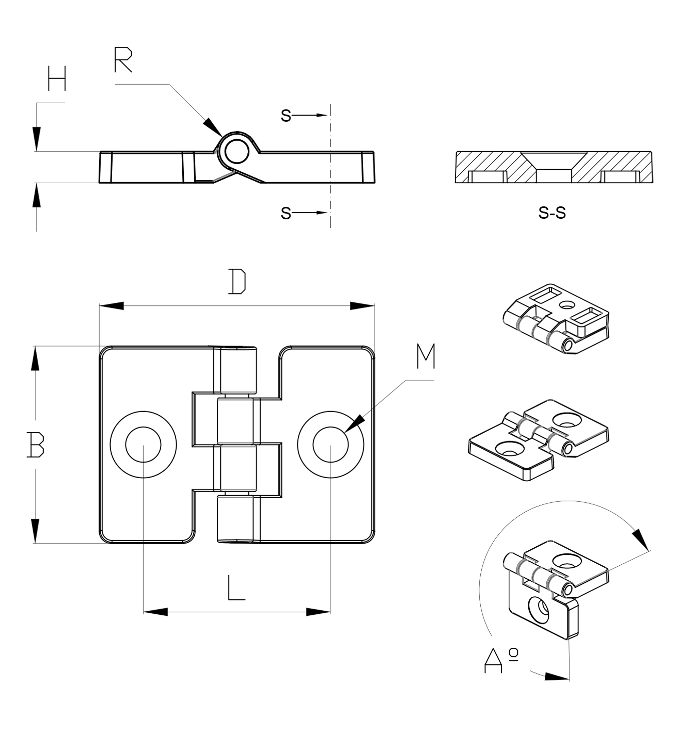 ISC Plastic Parts - Archivos CAD gratuitos - BISAGRA SIMETRICA ...