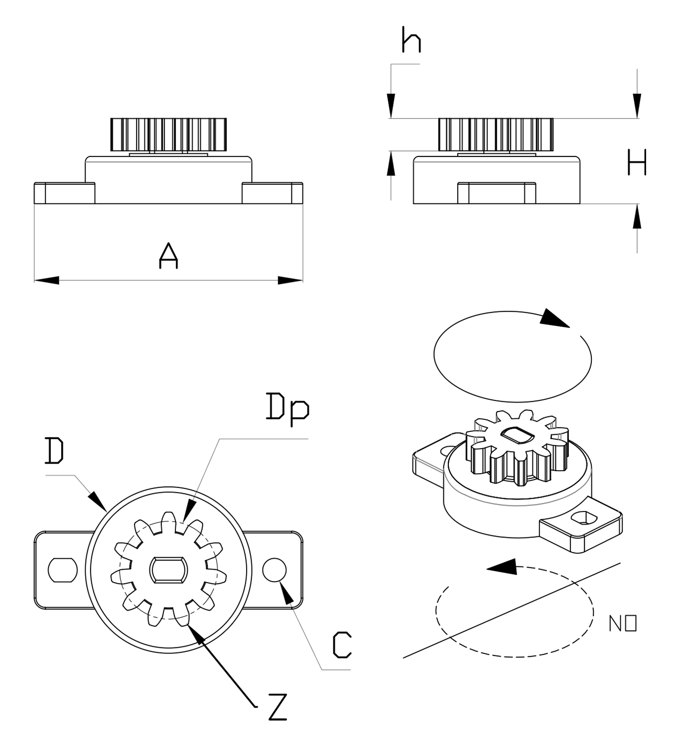 ISC Plastic Parts - Free CAD models - ROTARY DAMPER ONE WAY - TBE ...