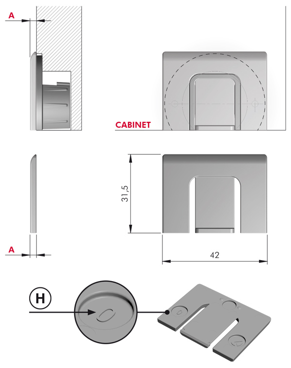 Italiana Ferramenta - Free CAD models - KIMANA SKIN cabinet side cover H0 black Nk - TraceParts