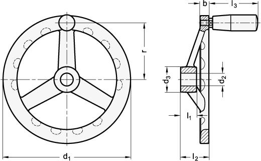 JW Winco - Free CAD models - GN 949 Stainless Steel, Three Spoked ...