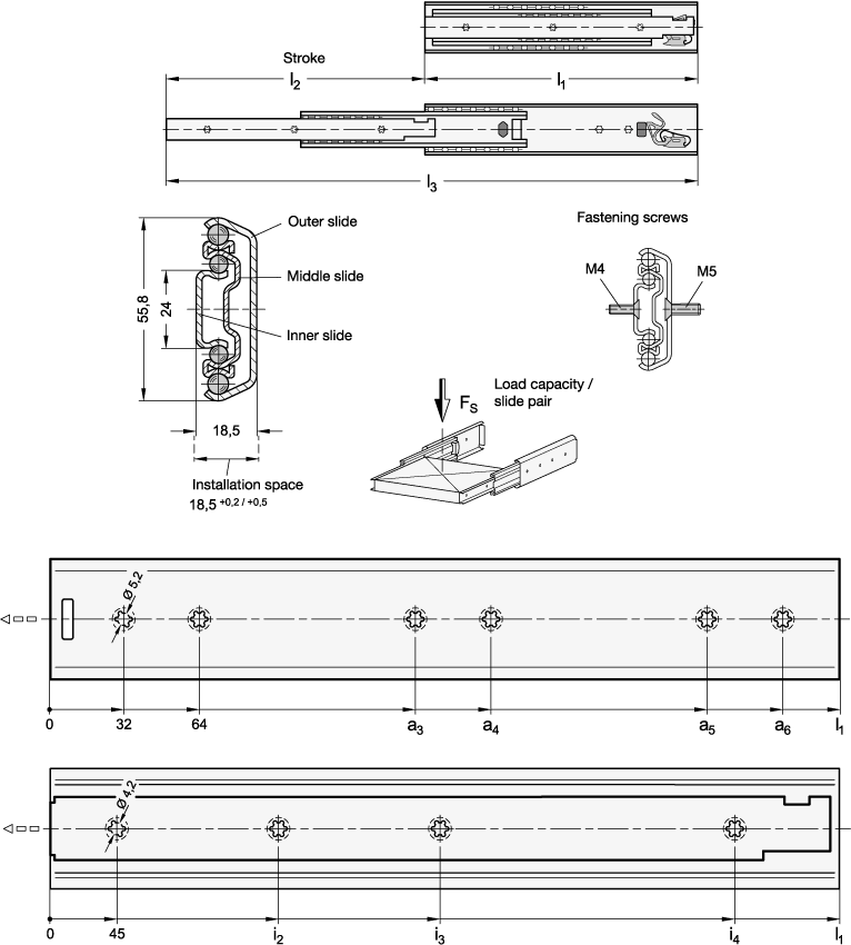 JW Winco - Free CAD models - GN 1422 Steel Telescopic Slides, with Full ...