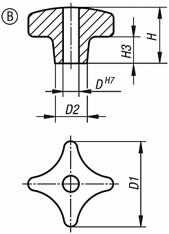 KIPP - Free CAD models - Palm grips DIN 6335, grey cast iron, Form B ...