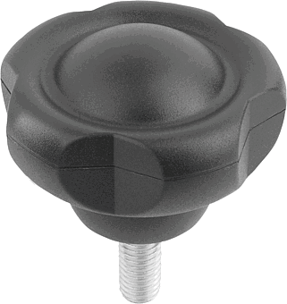 KIPP - Free CAD models - Five lobe grips, plastic with cap, threaded insert steel or stainless ...